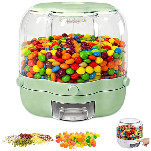 360° Rotating Candy Dispenser Countertop, 6 Large-Capacity Compartments ...