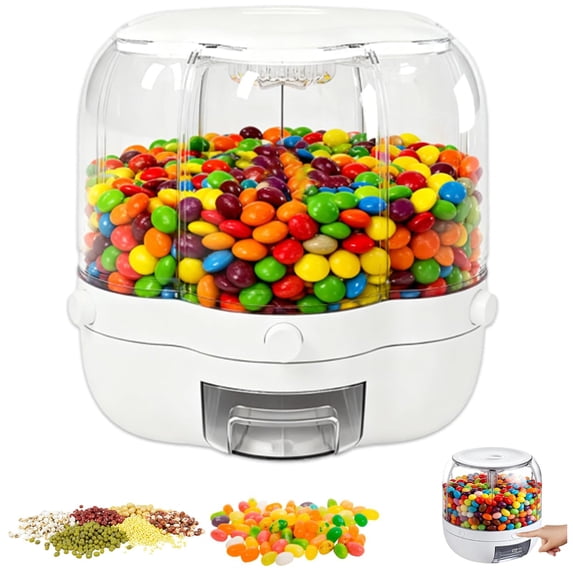 360°Rotating Candy Dispenser Countertop, 6 Large-Capacity Compartments ...