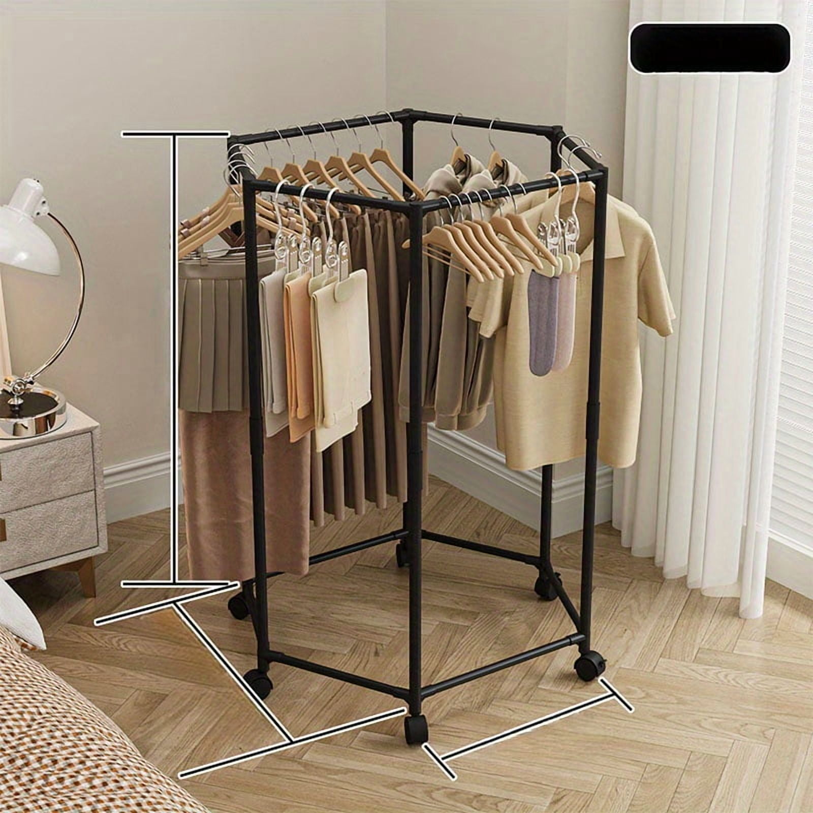 360° Rotating Clothes Rack with Wheels - 78.74" Tall Metal Frame ...