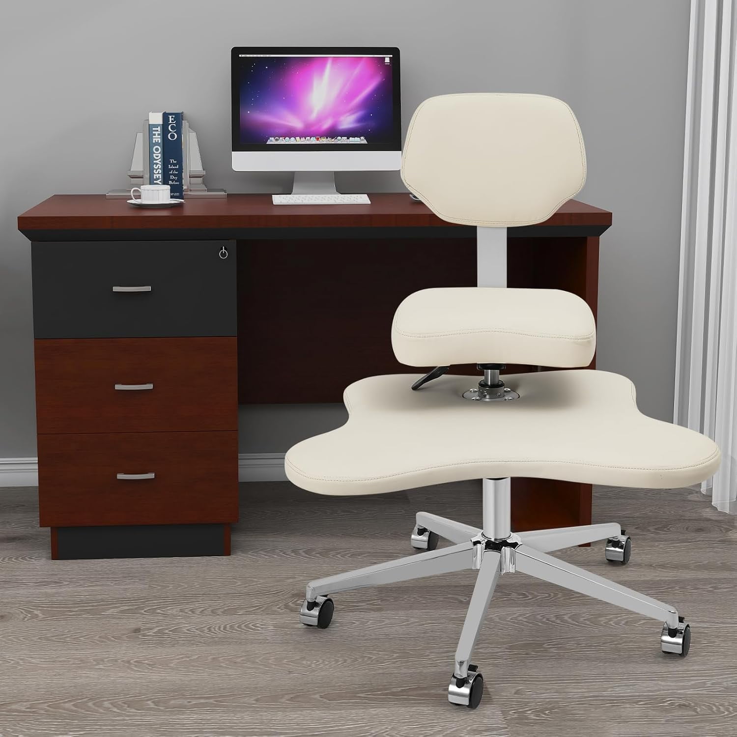 360 ° Rotating Cross Legged Office Chair with Adjustable Height, Mobile ...