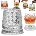 360°Rotating Crystal Glass Rotating Whiskey with Unique Relief Base ...