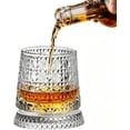 360° Rotating Crystal Whiskey Glass, Heavy Base Spinning Old Fashioned ...