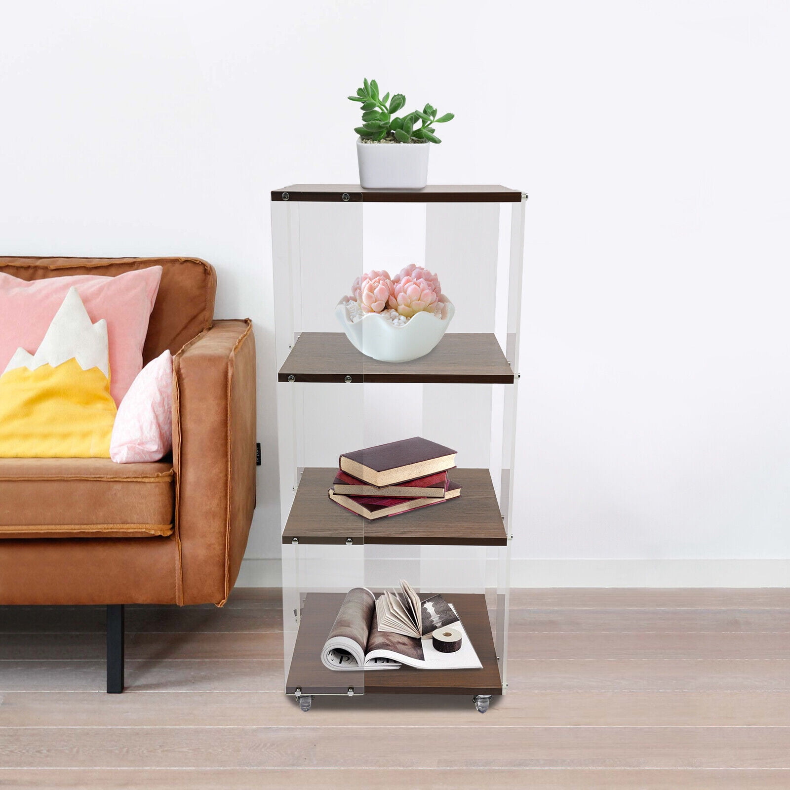 360° Rotating Display Bookshelf 3 Tiers Standing Corner Storage ...