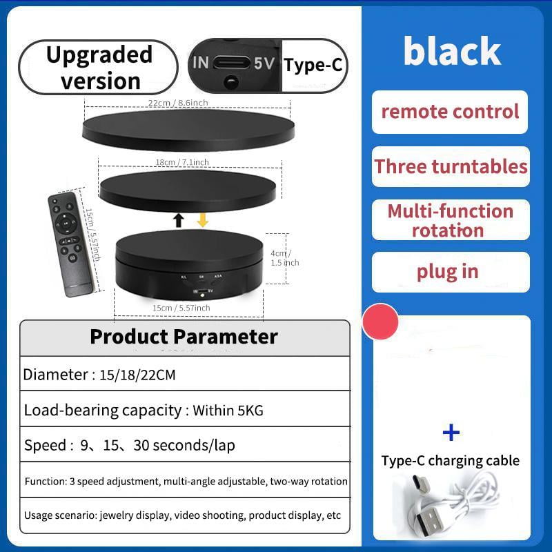 360° Rotating Display Turntable with Adjustable Speed & Angle - 3 ...
