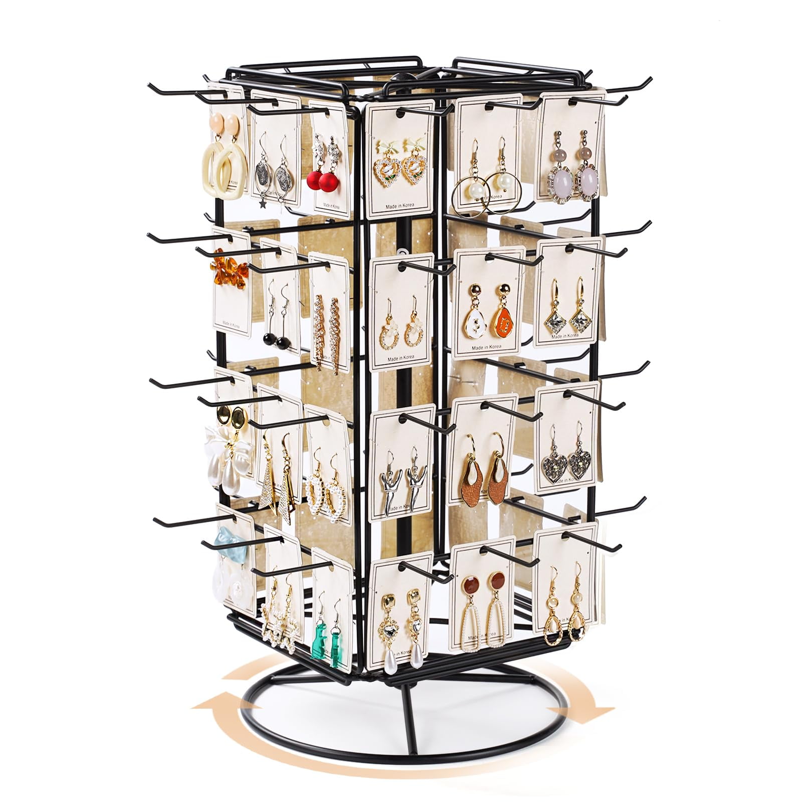 360 Rotating Earring Display Stands for Selling, 4 Tier Metal Earring ...