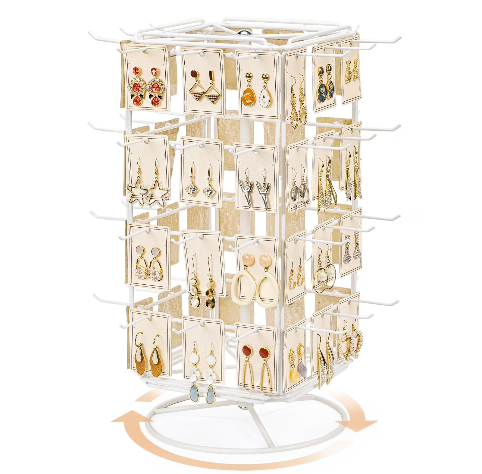 360 Rotating Earring Display Stands for Selling, 4 Tier Metal Earring ...
