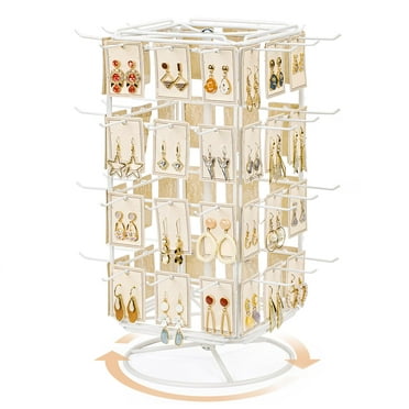 Wooden Earring Display Holder - Rotating Carousel Stand for Jewelry ...