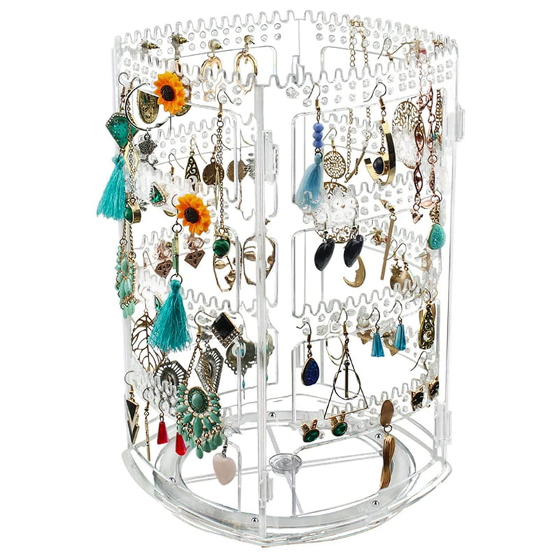 360 Rotating Earring Holder Stand Clear Earrings Organizer, Acrylic ...