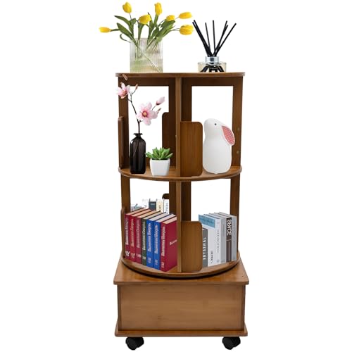 360° Rotating End Table with Drawers, Multi Storage Table, Side Table ...