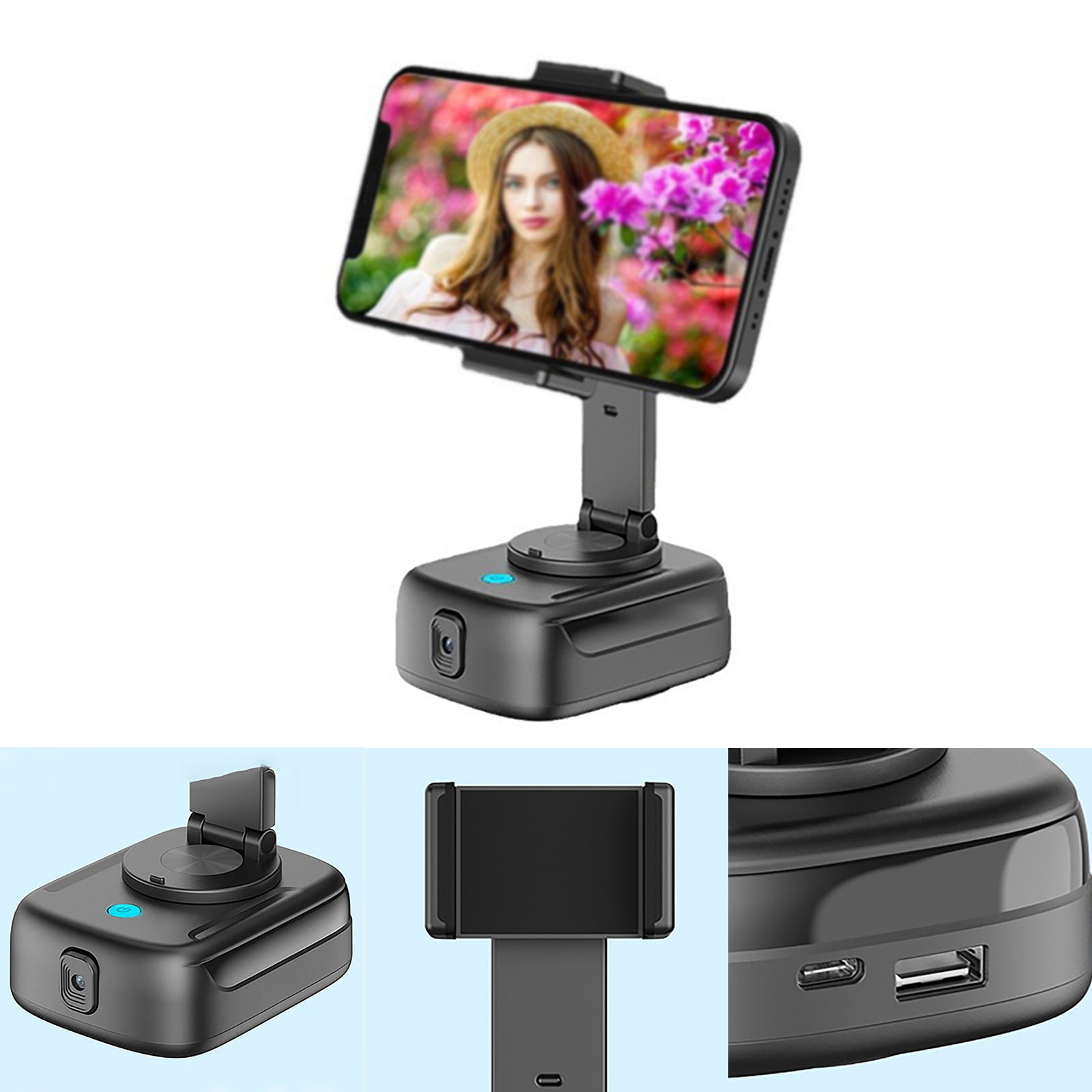360° Rotating Face Recognition Follow Up Phone Holder Power Bank ...