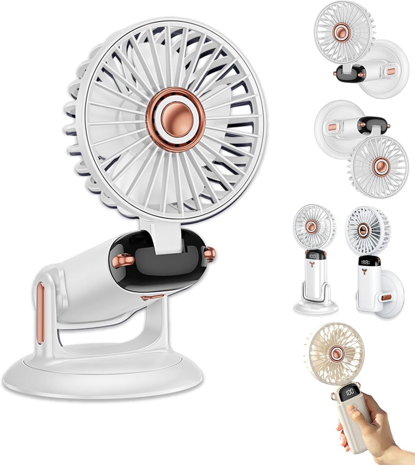 360° Rotating Folding Handheld Fan - 5 Speed Adjustable,Powerful ...