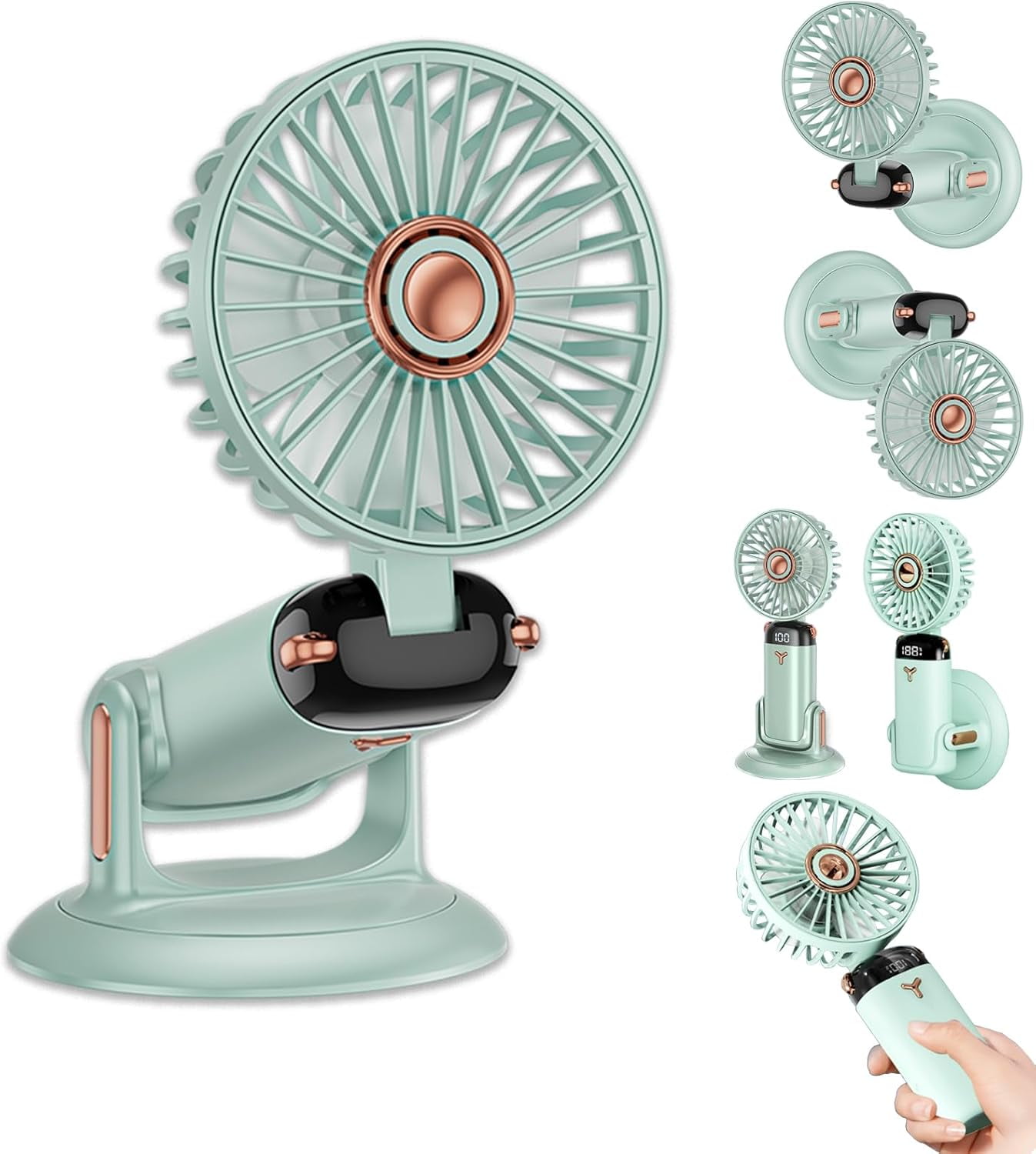 360° Rotating Folding Handheld Fan - 5 Speed Adjustable,Powerful ...