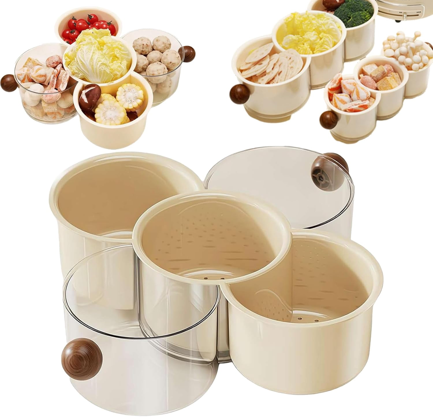 360° Rotating Fruit and Vegetable Storage Box,Double-Layered Nut ...