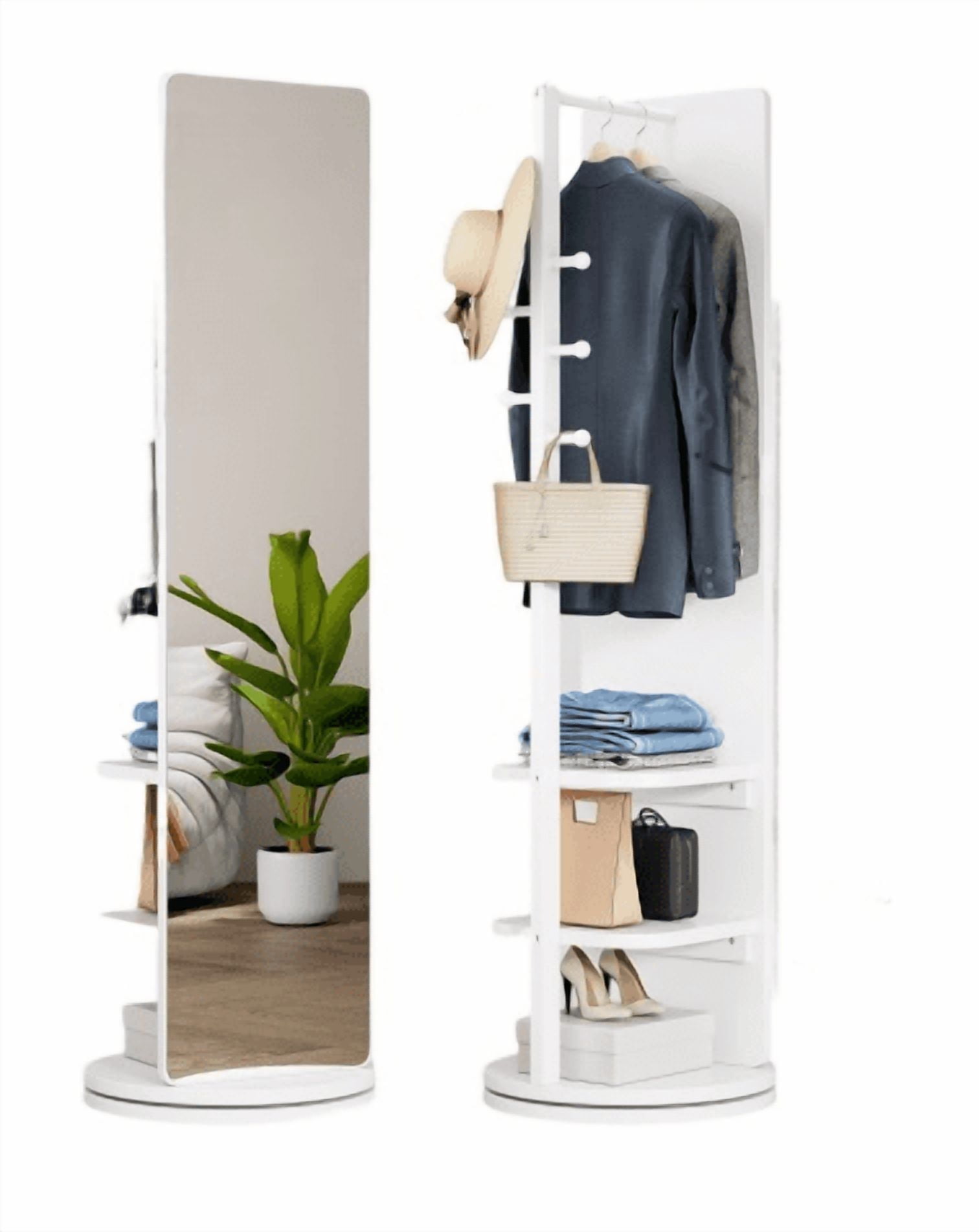 360° Rotating Full Length Mirror, 66"x 14" Standing Full Body Mirror ...