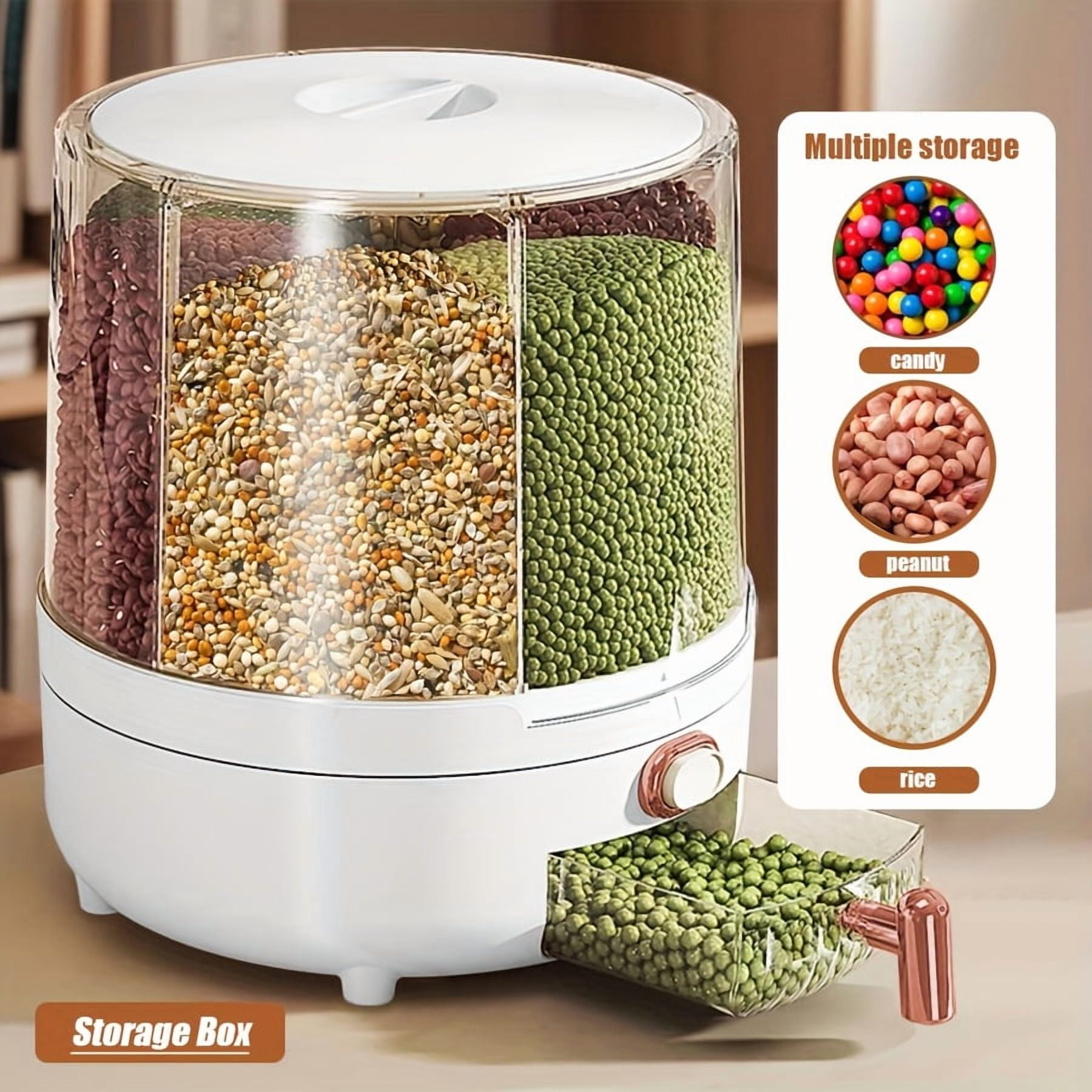 360° Rotating Grain Storage Container with 6 Compartments - Heavy-Duty ...
