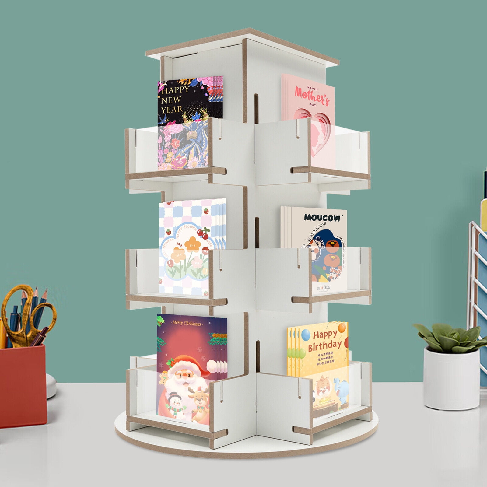 360° Rotating Greeting Card Display Stand, Display Stand Rack for Cards ...