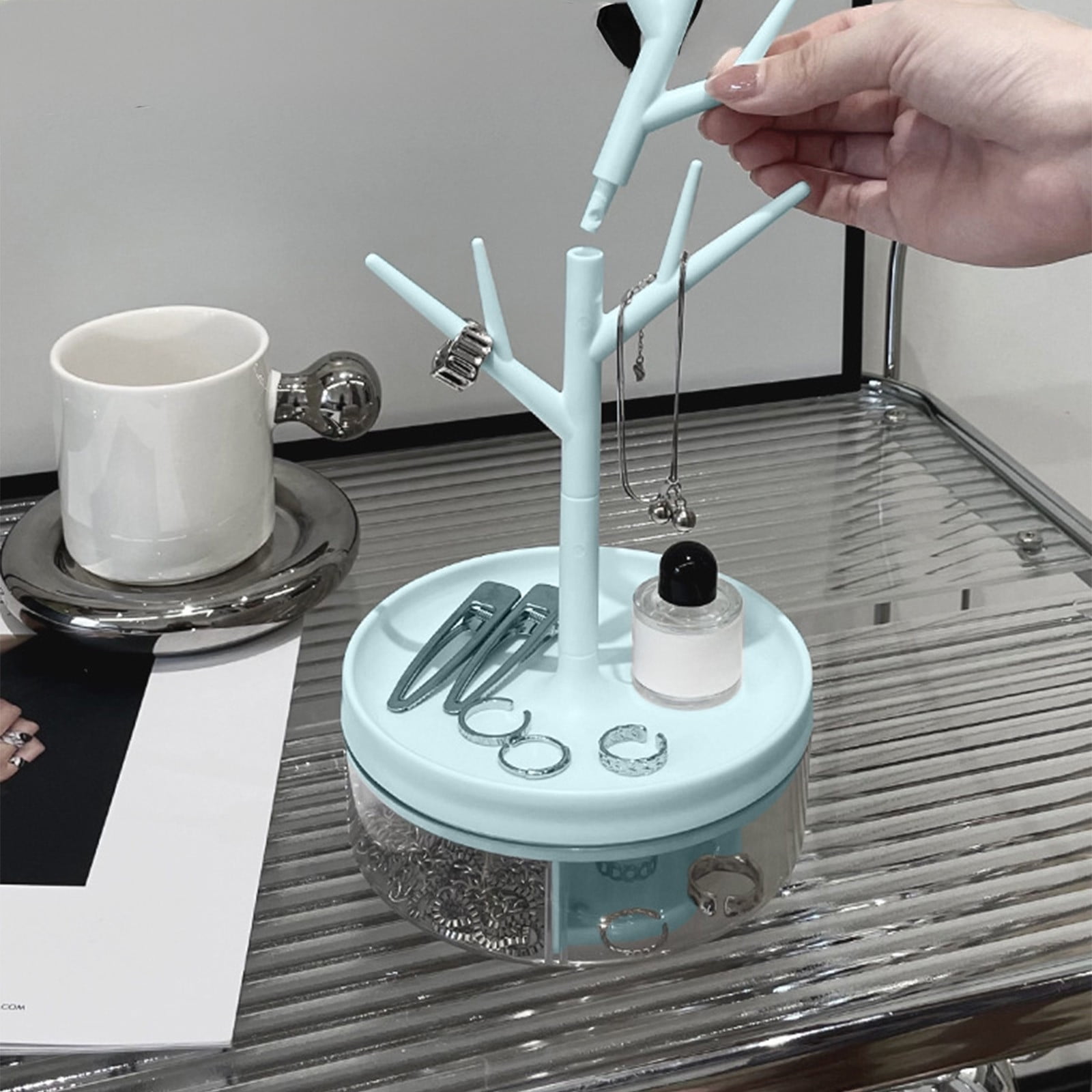 360° Rotating Jewelry Organizer Display Stand - Plastic Jewelry Holder ...