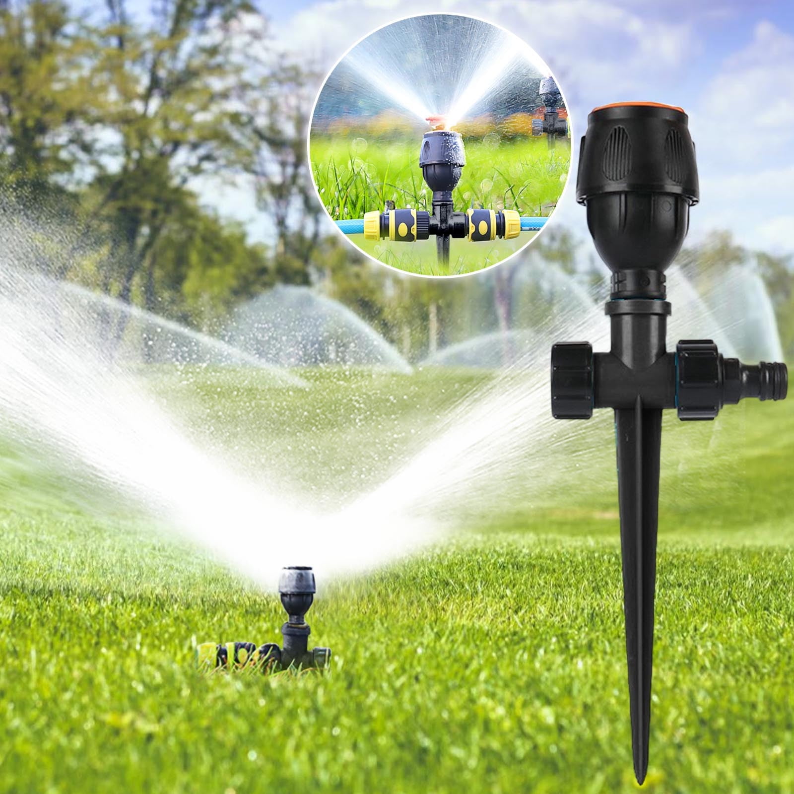 360 Rotating Lawn Sprinkler for Yard, Garden Irrigation System Rotating ...