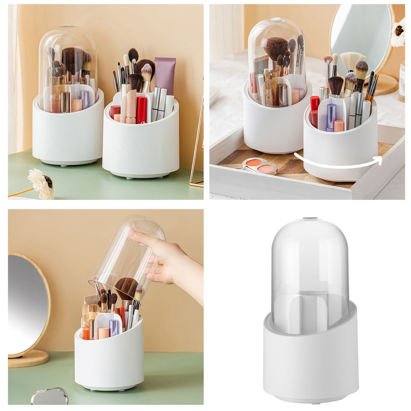 Sumllary Hanging Makeup Organizer for Home 360 Rotating Makeup Brush ...
