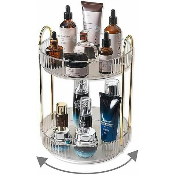 360 Rotating Makeup Organizer,2 Tier Large Capacity Make Up Organizers ...