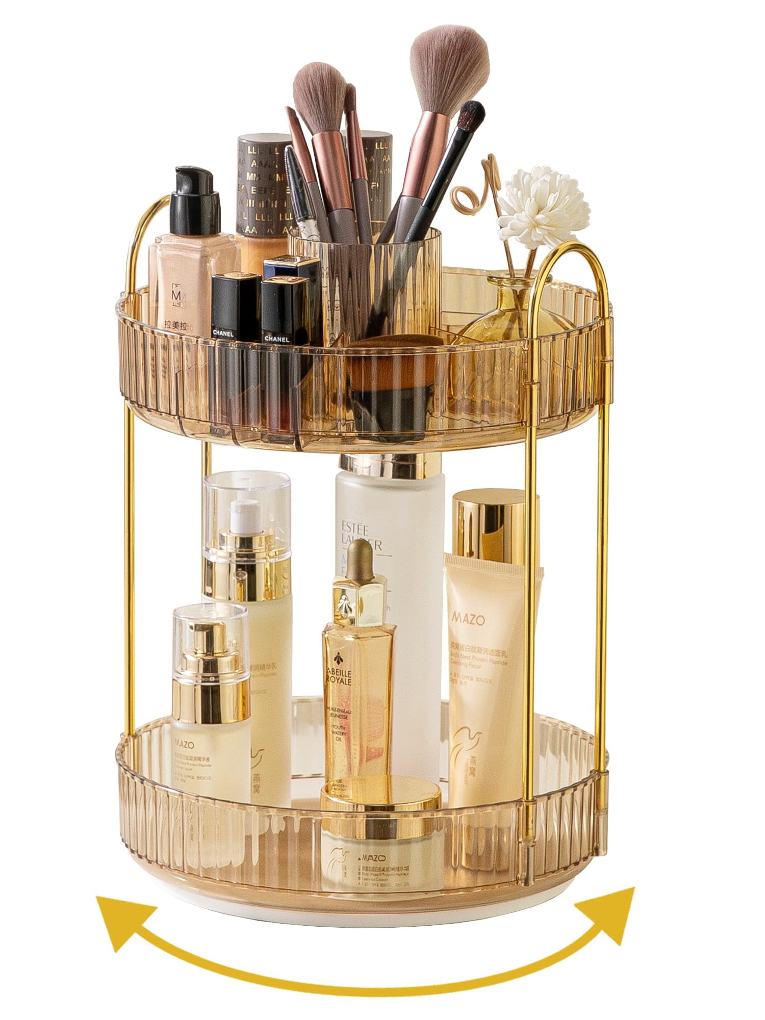 360 Rotating Makeup Organizer 2 Tier Large Capacity Skincare and ...