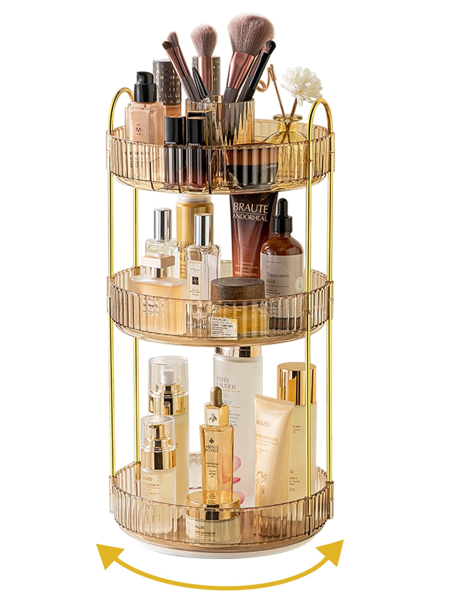 360 Rotating Makeup Organizer 2 Tier Large Capacity Skincare and ...