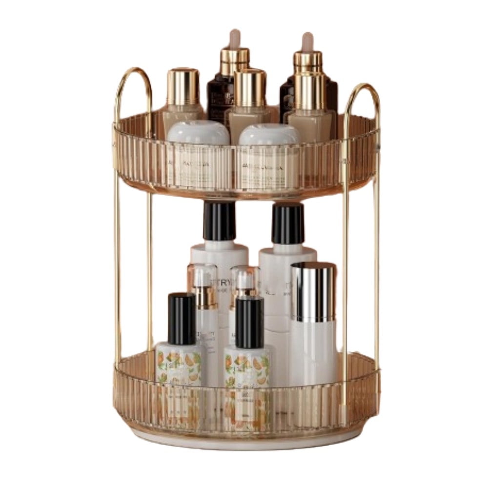 360 ° Rotating Makeup Organizer,2 Tiers Make Up Organizers and Rotary ...