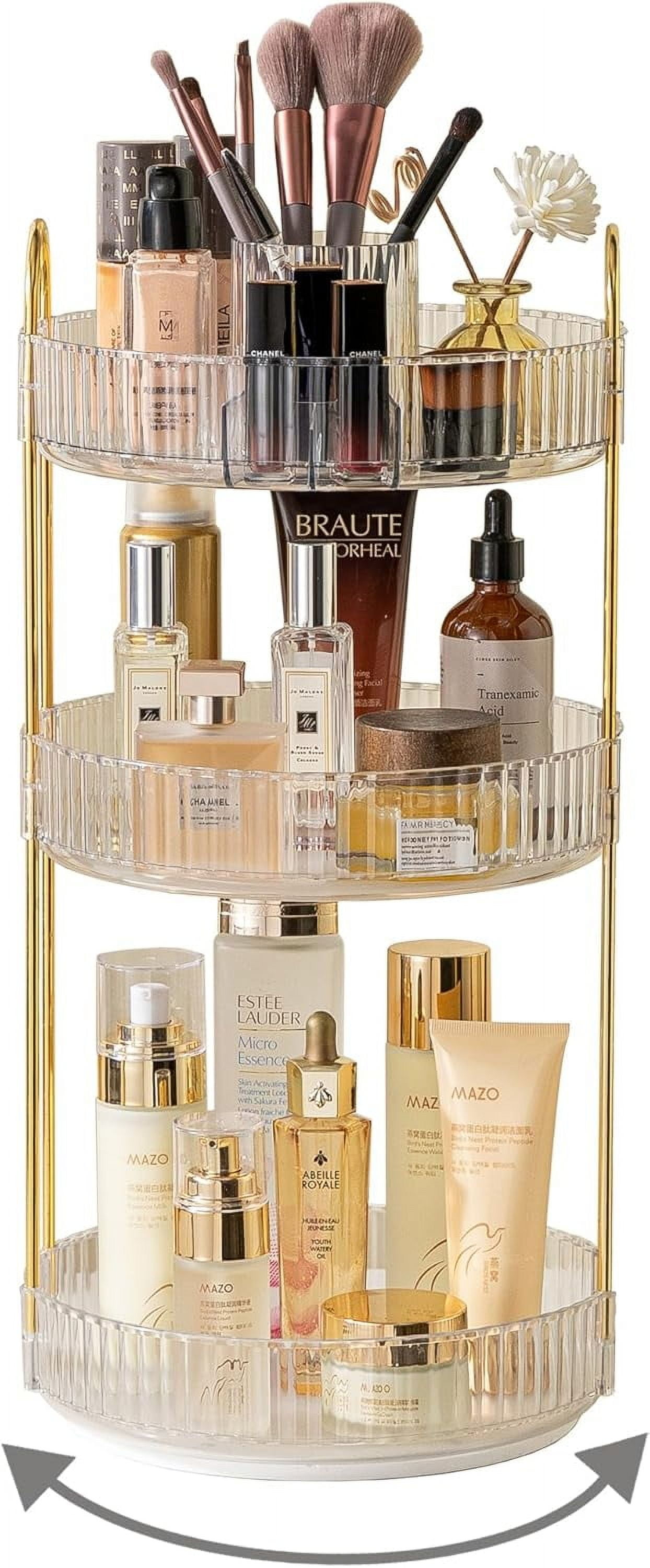 360 Rotating Makeup Organizer,3 Tier Large Capacity Make Up Organizers ...