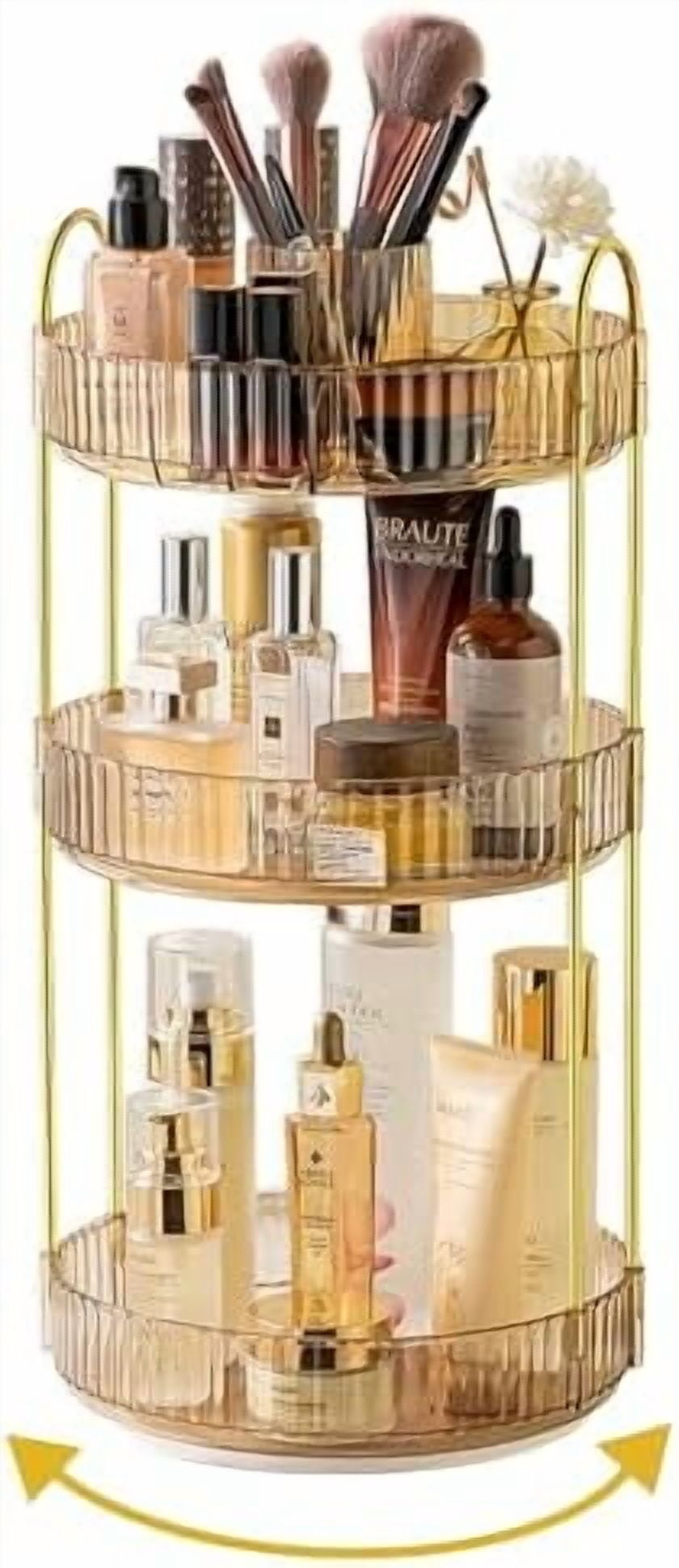 360 Rotating Makeup Organizer,3 Tier Large Capacity Make Up Organizers ...
