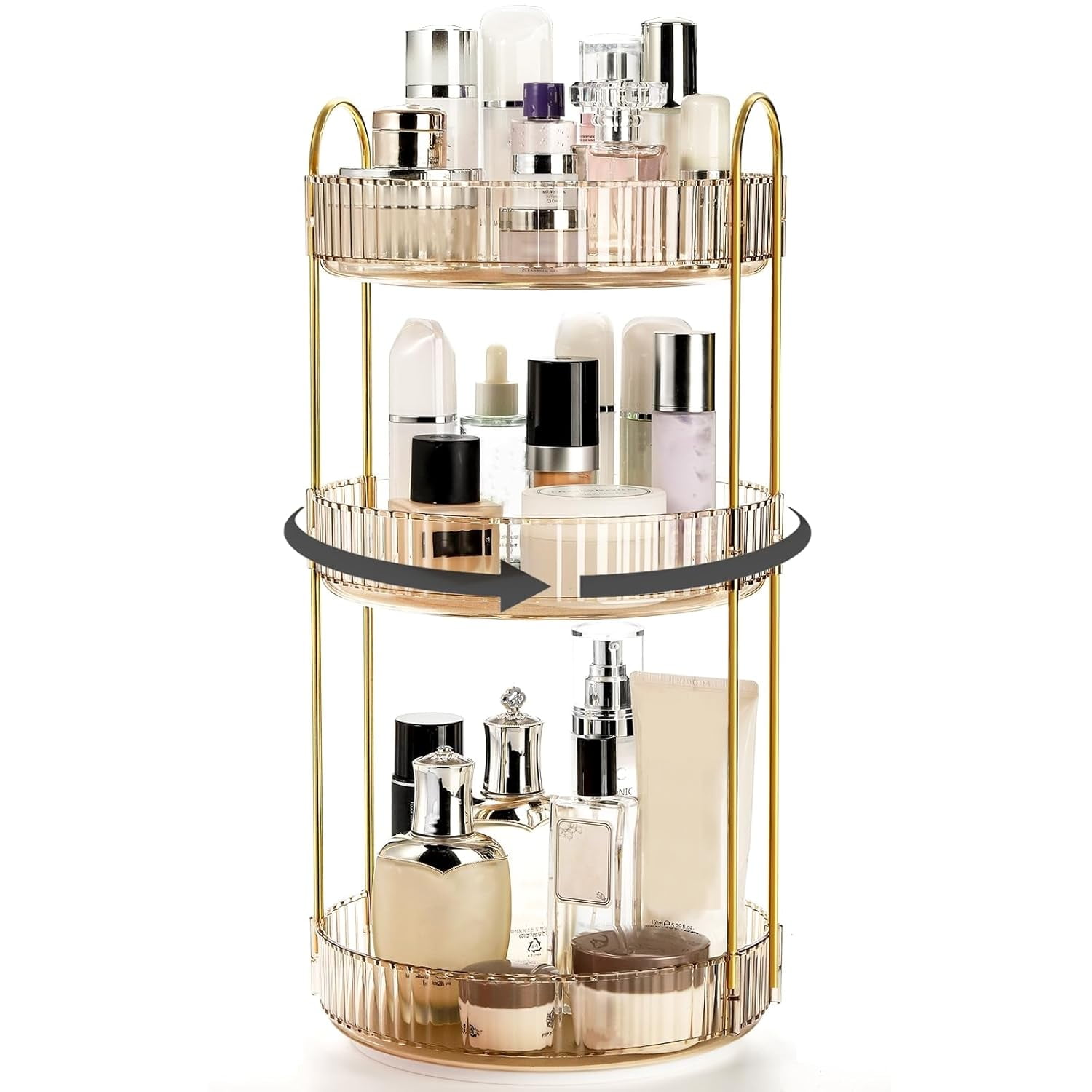 360 Rotating Makeup Organizer, 3 Tiers Plastic Bathroom Spinning Holder ...