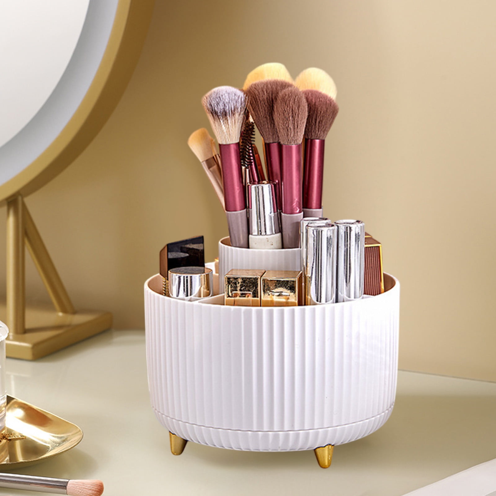 360° Rotating Makeup Organizer with 8 Compartments - Cosmetic Storage ...