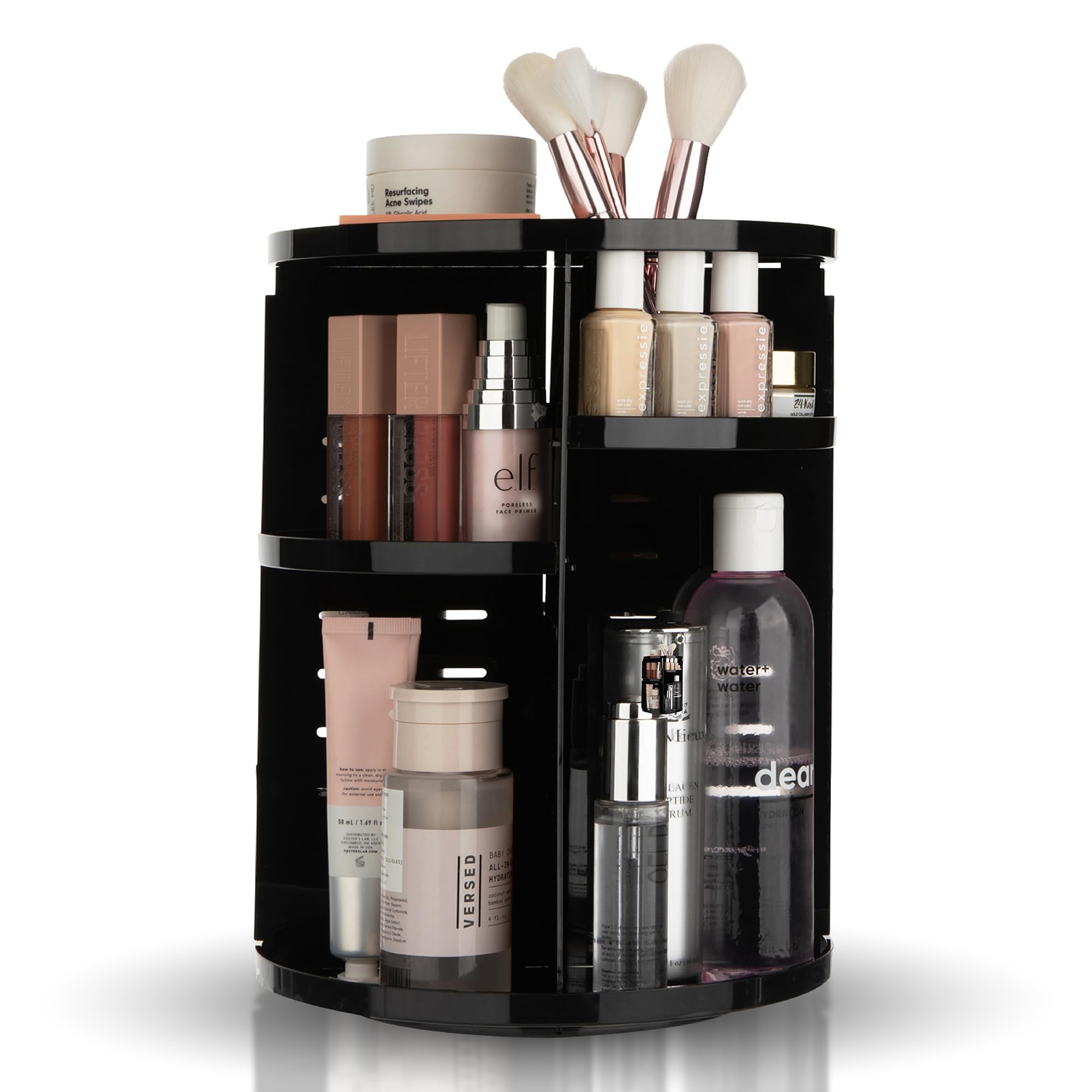 360 Rotating Makeup Organizer - Adjustable Shelf Height and Fully ...