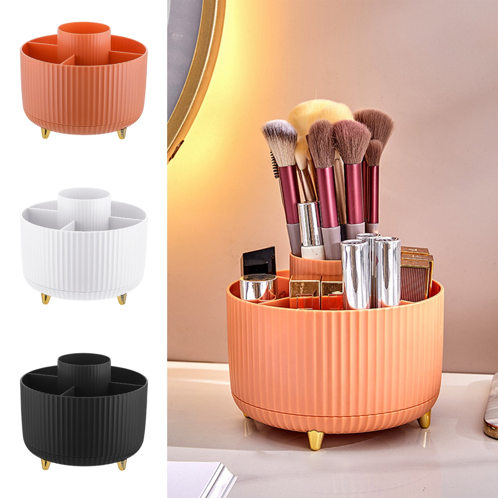 360 Rotating Makeup Organizer, Cosmetic Storage Tray, Makeup Brush Lip ...