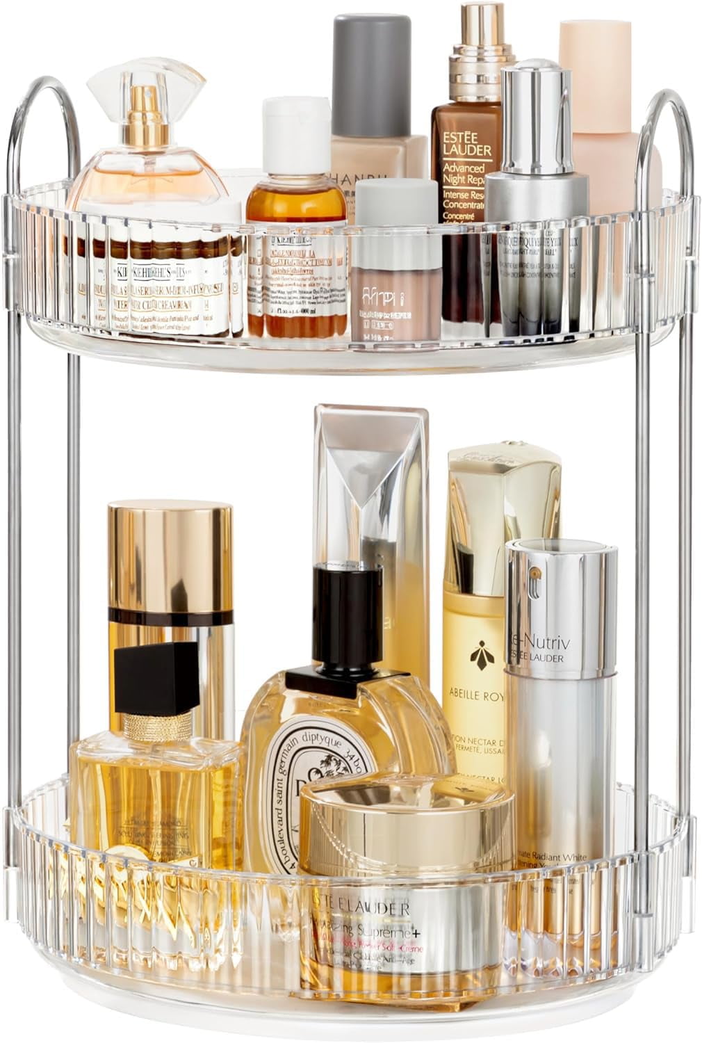 360 Rotating Makeup Organizer Countertop Clear 3 Tier Bathroom ...