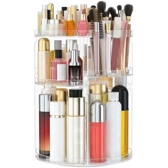 360 Rotating Makeup Organizer, DIY 7 Adjustable Layers Spinning Holder ...