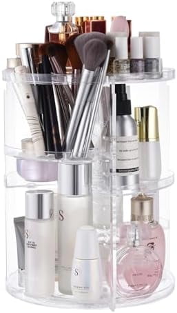 360 Rotating Makeup Organizer,DIY Adjustable Spinning Holder,Foldable ...