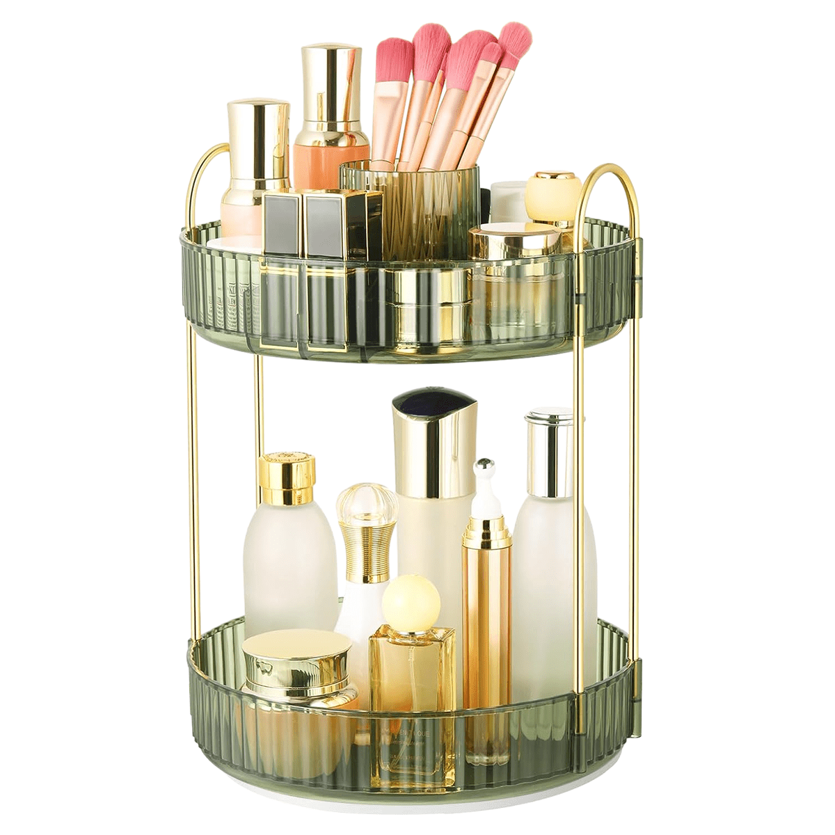 360° Rotating Makeup Organizer, High-Capacity Bathroom Countertop ...
