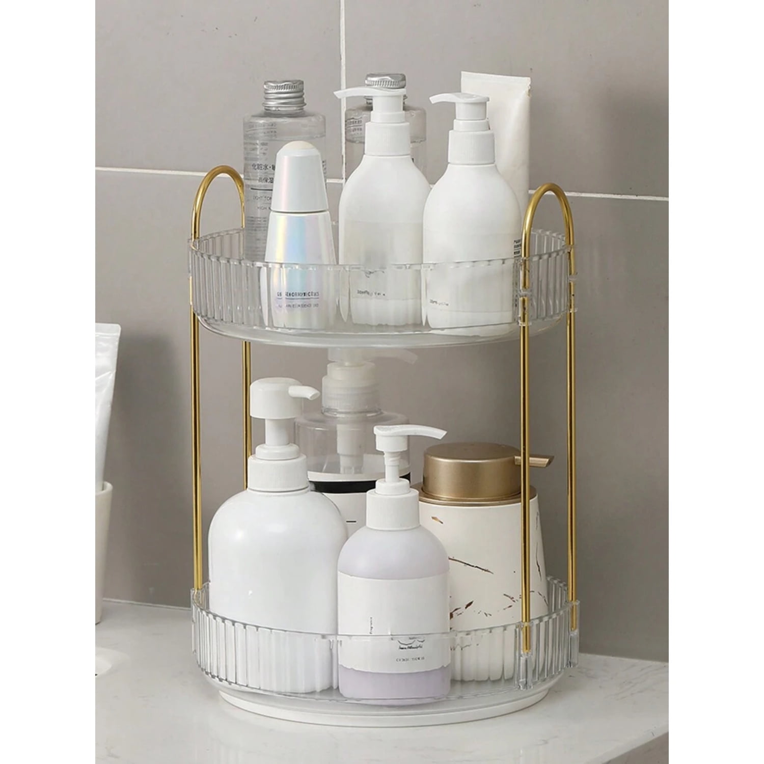 360 Rotating Makeup Organizer - High-Capacity Skincare & Cosmetics ...