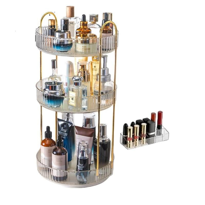 360° Rotating Makeup Organizer - Large Capacity Cosmetic and Skincare ...
