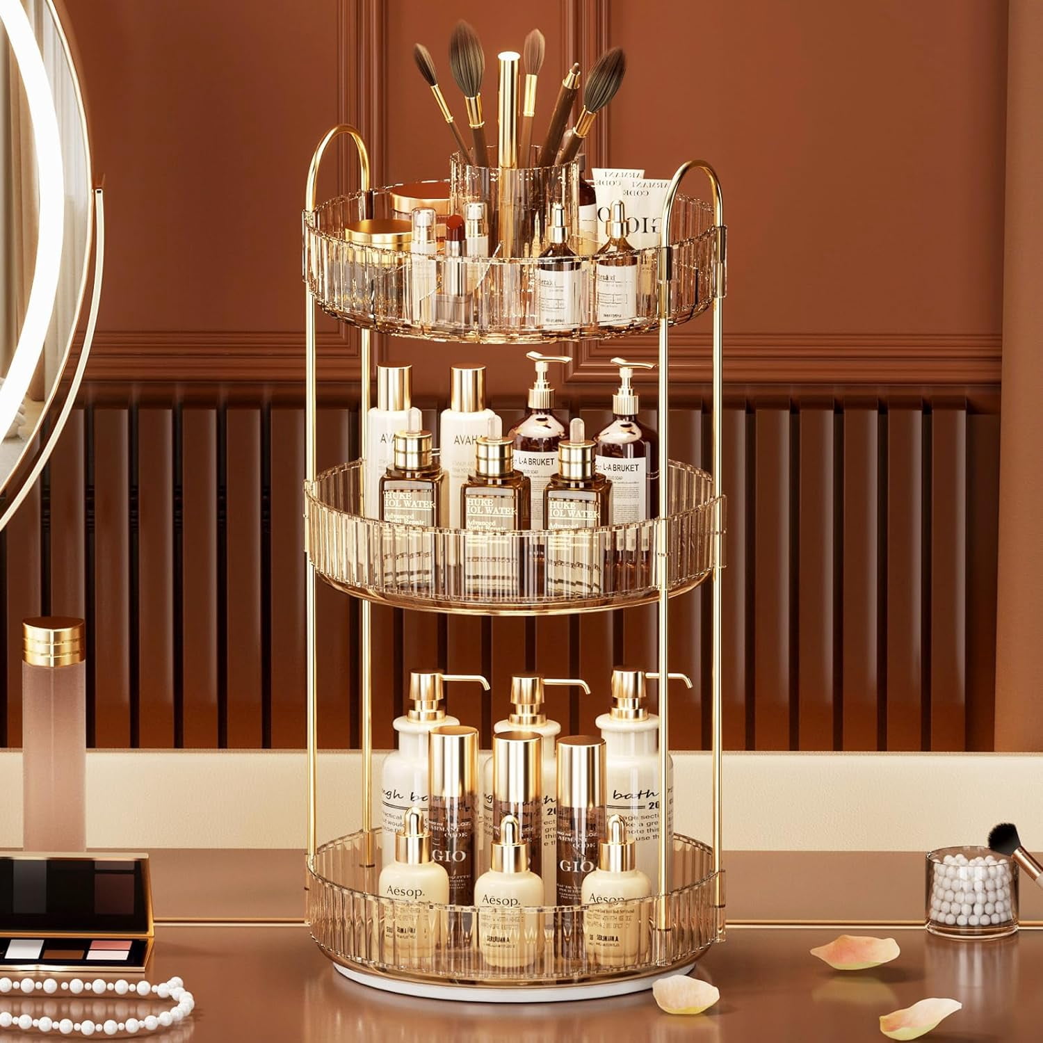 360° Rotating Makeup Organizer, Large-Capacity Skincare Make Up Storage ...
