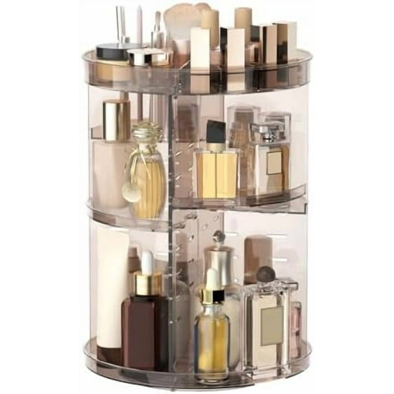 360 Rotating Makeup Organizer with Lipstick Slots, DIY 8 Adjustable ...