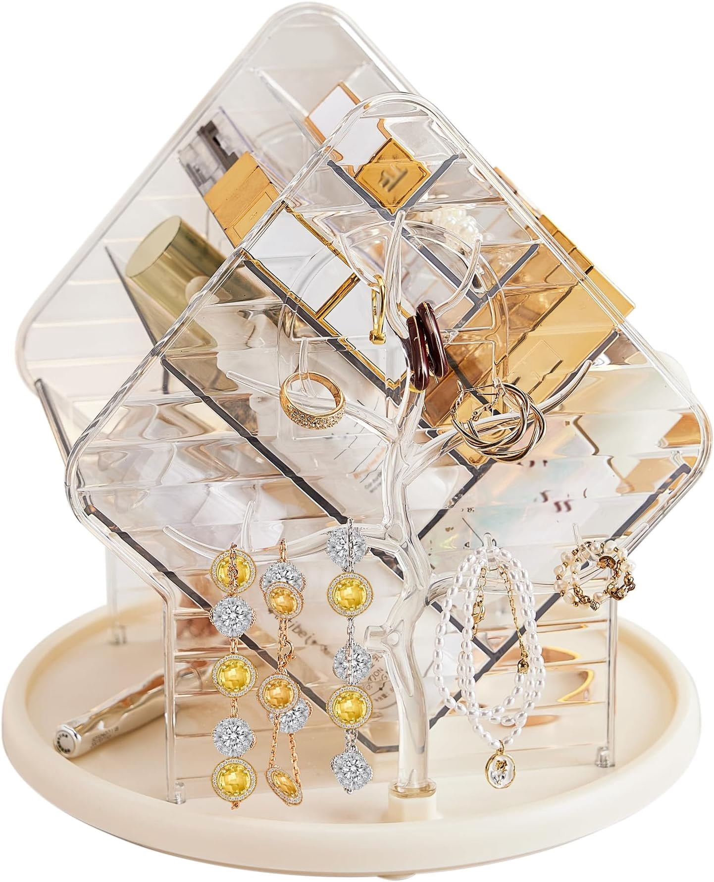 360? Rotating Makeup Organizer, Multi-Compartment Storage Organizer for ...
