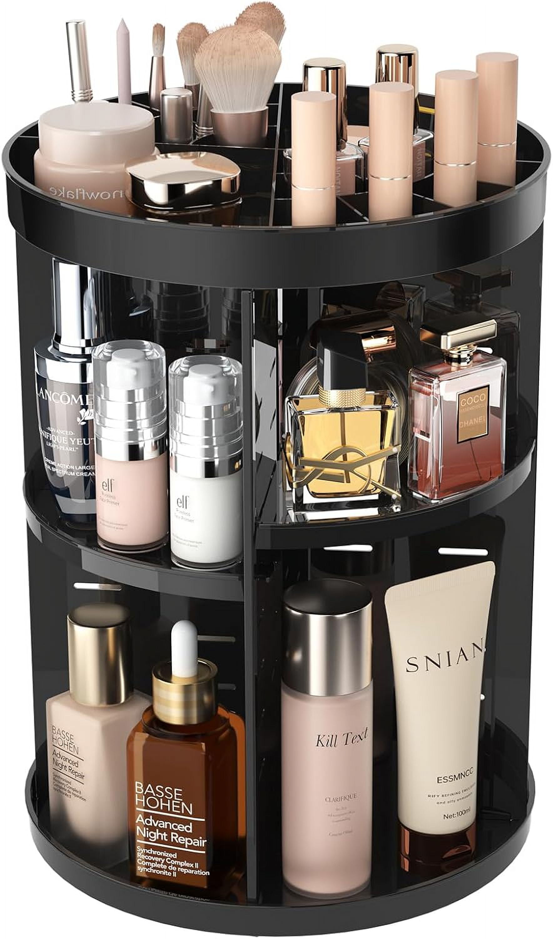 360 Rotating Makeup Organizer, Spinning Skincare Organizer with Slot ...