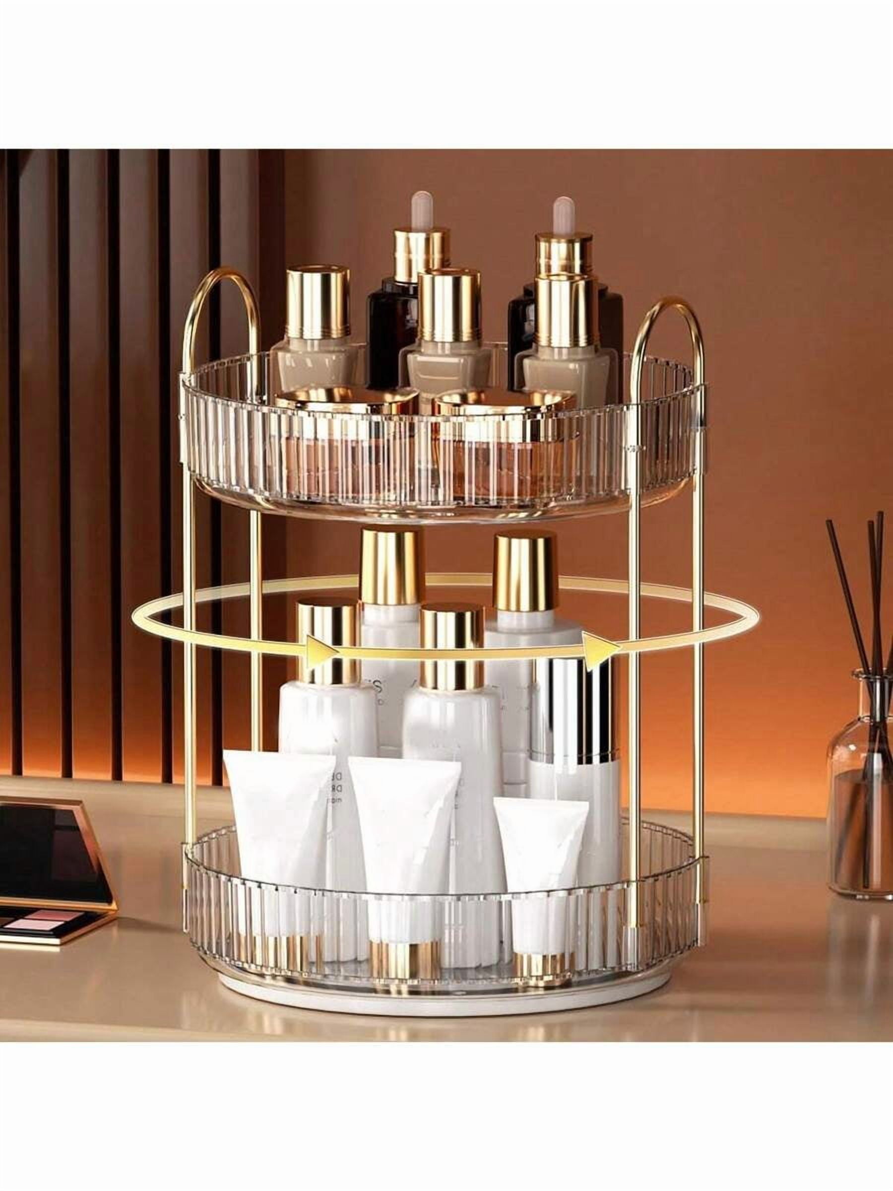 360 Rotating Makeup Organizer And Storage For Vanity Countertop 2 Tiers ...