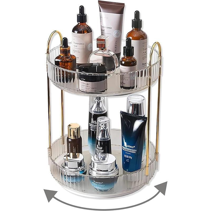 360 Rotating Makeup Organizer for Vanity,2 Tier Large Capacity ...