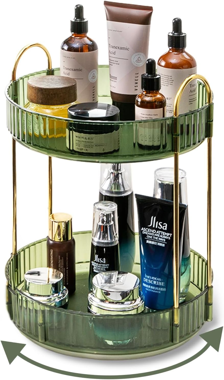 360 Rotating Makeup Organizer for Vanity,2 Tier Large Capacity ...