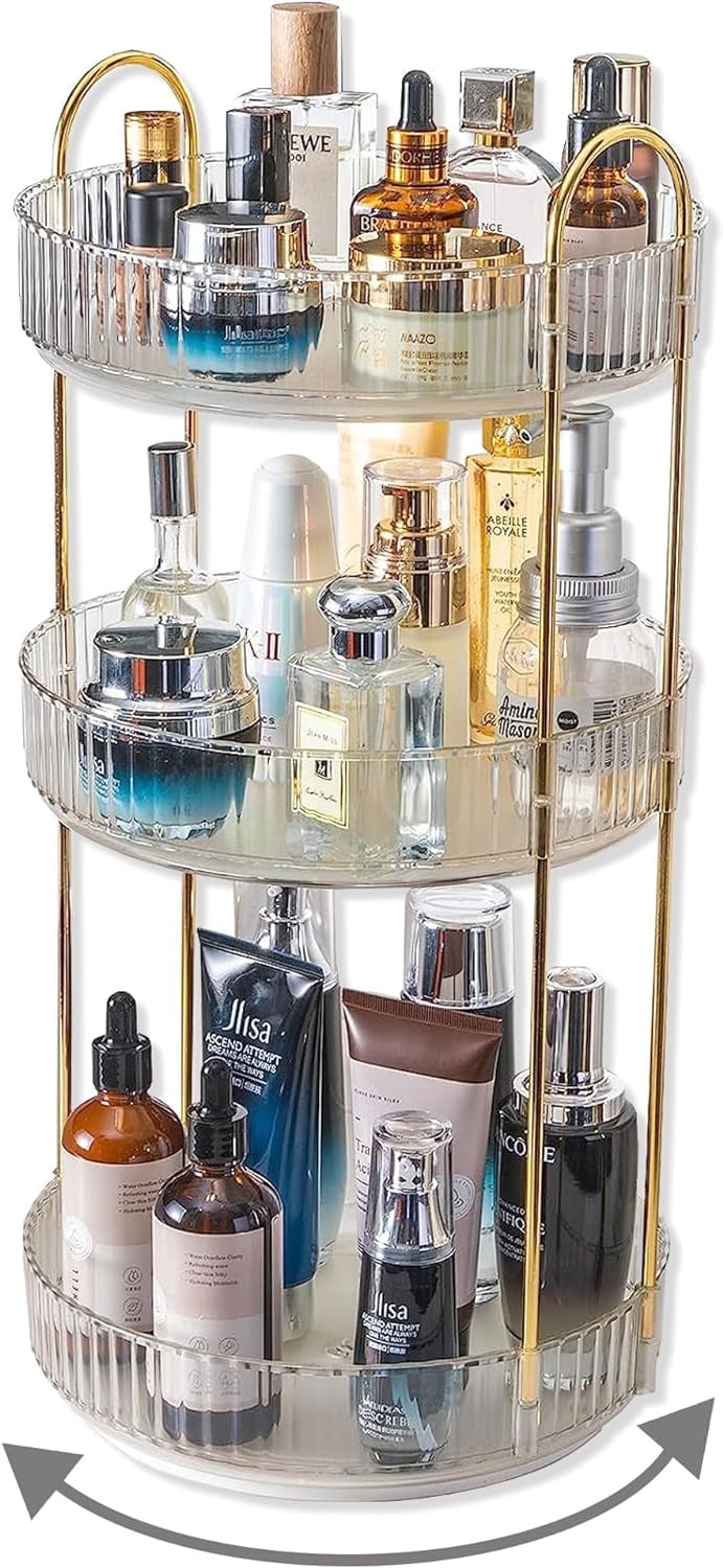 360 Rotating Makeup Organizer for Vanity,2 Tier Large Capacity ...
