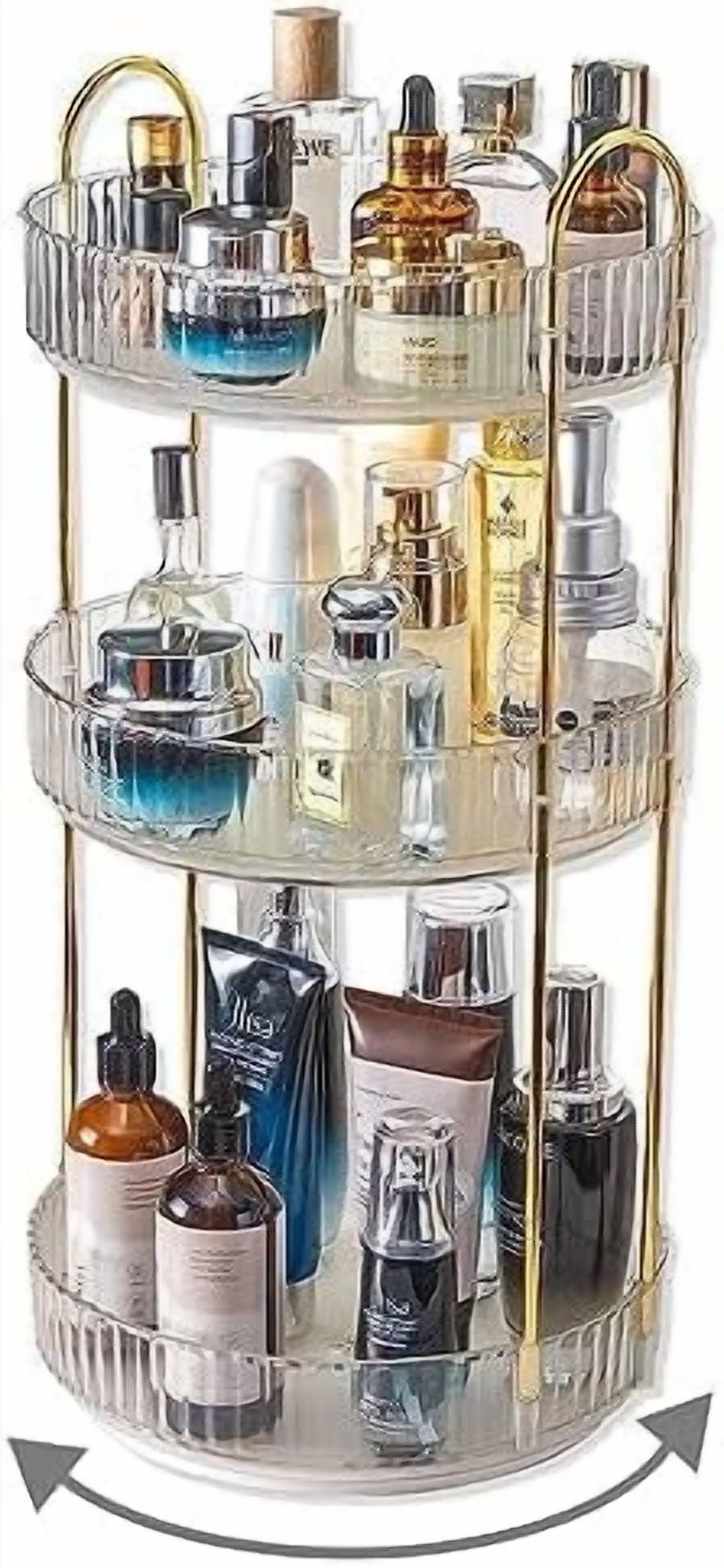 360 Rotating Makeup Organizer for Vanity,2 Tier Large Capacity Skincare ...