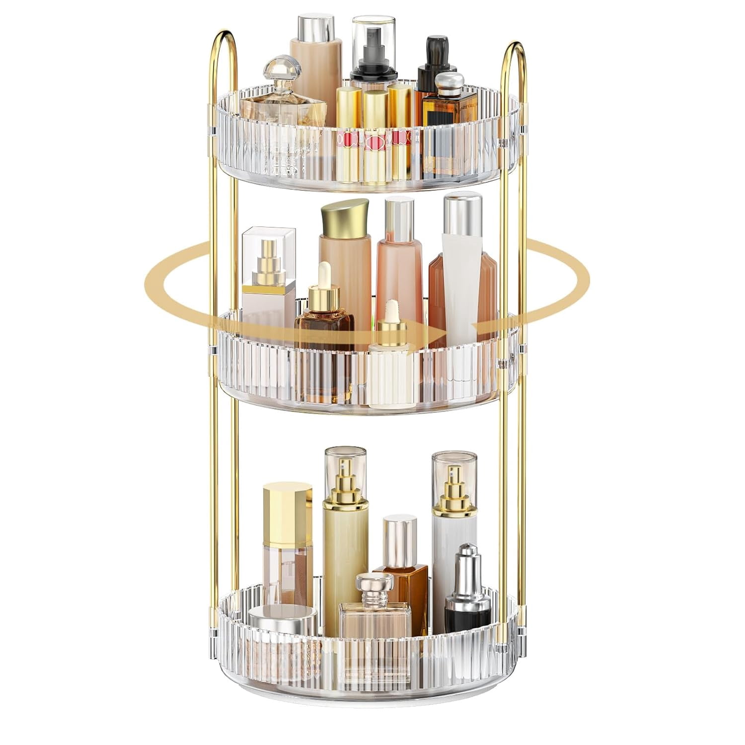 360 Rotating Makeup Organizer for Vanity, 3 Tier Adjustable Perfume ...