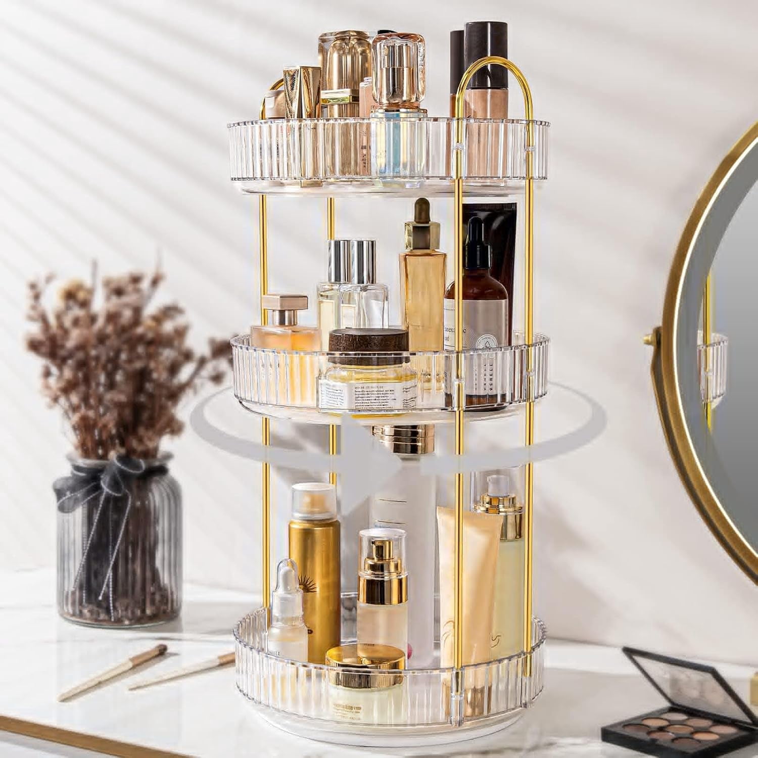 360 Rotating Makeup Organizer for Vanity, Bathroom Countertop Spinning ...